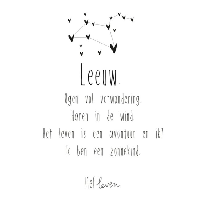 Lief Leven | Sterrenbeeld kaart | Leeuw | Greetz