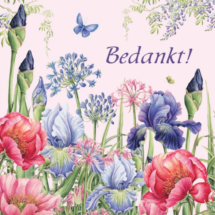Bedankt kaartje | Bloemen | Vlinder | Groen | Greetz