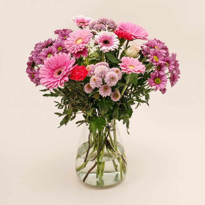 Boeket Zacht roze | The Gift Label Warm hug kaars | Greetz